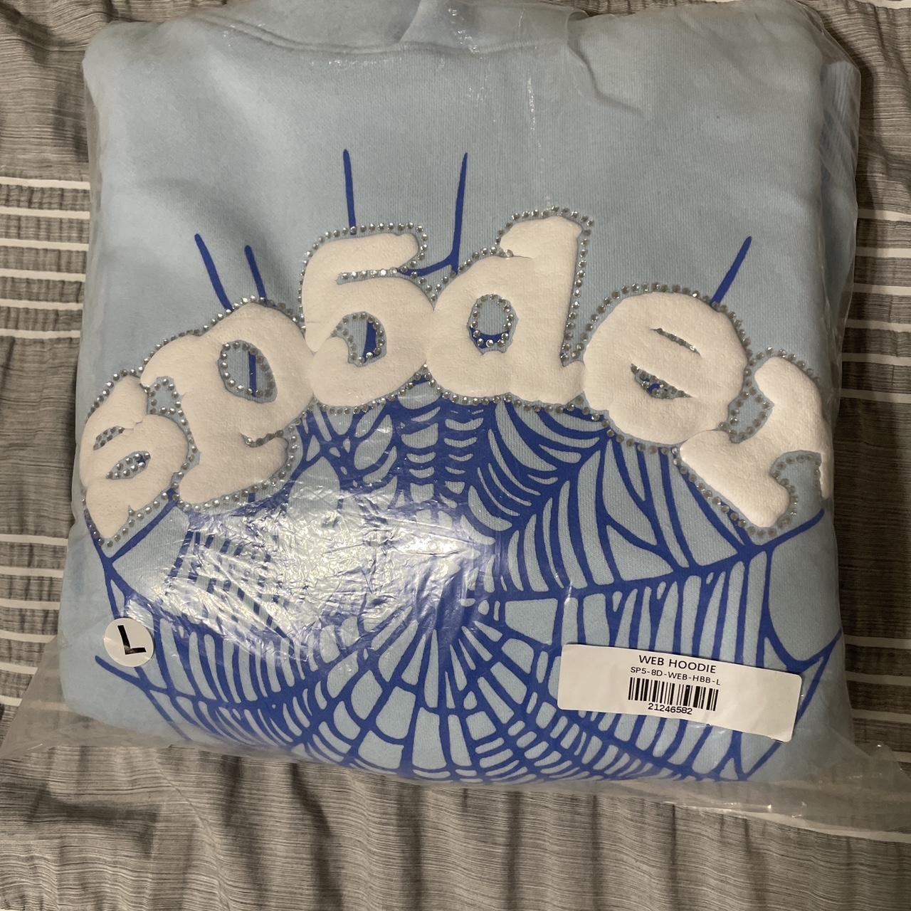 Blue and white Spider Web Hoodie 100% authentic | Depop