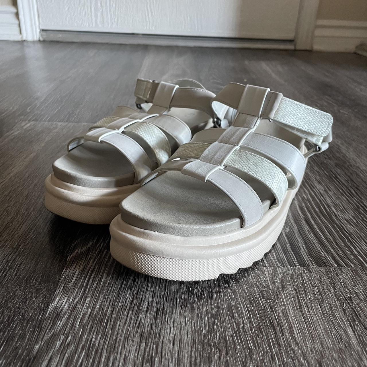 White / Light Grey Platform Sandals Only worn out... - Depop