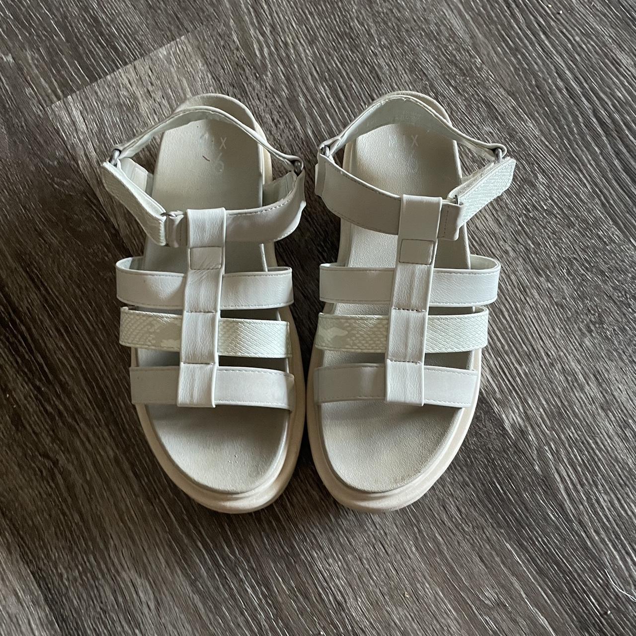 White / Light Grey Platform Sandals Only worn out... - Depop