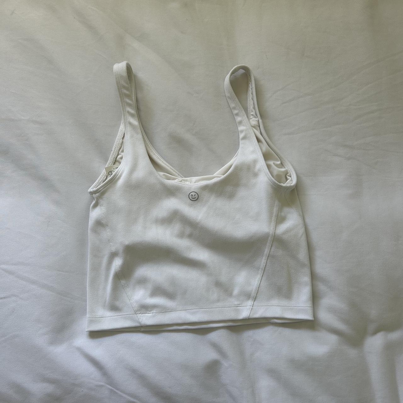 Gilly Hicks White cropped tank top with built-in bra... - Depop