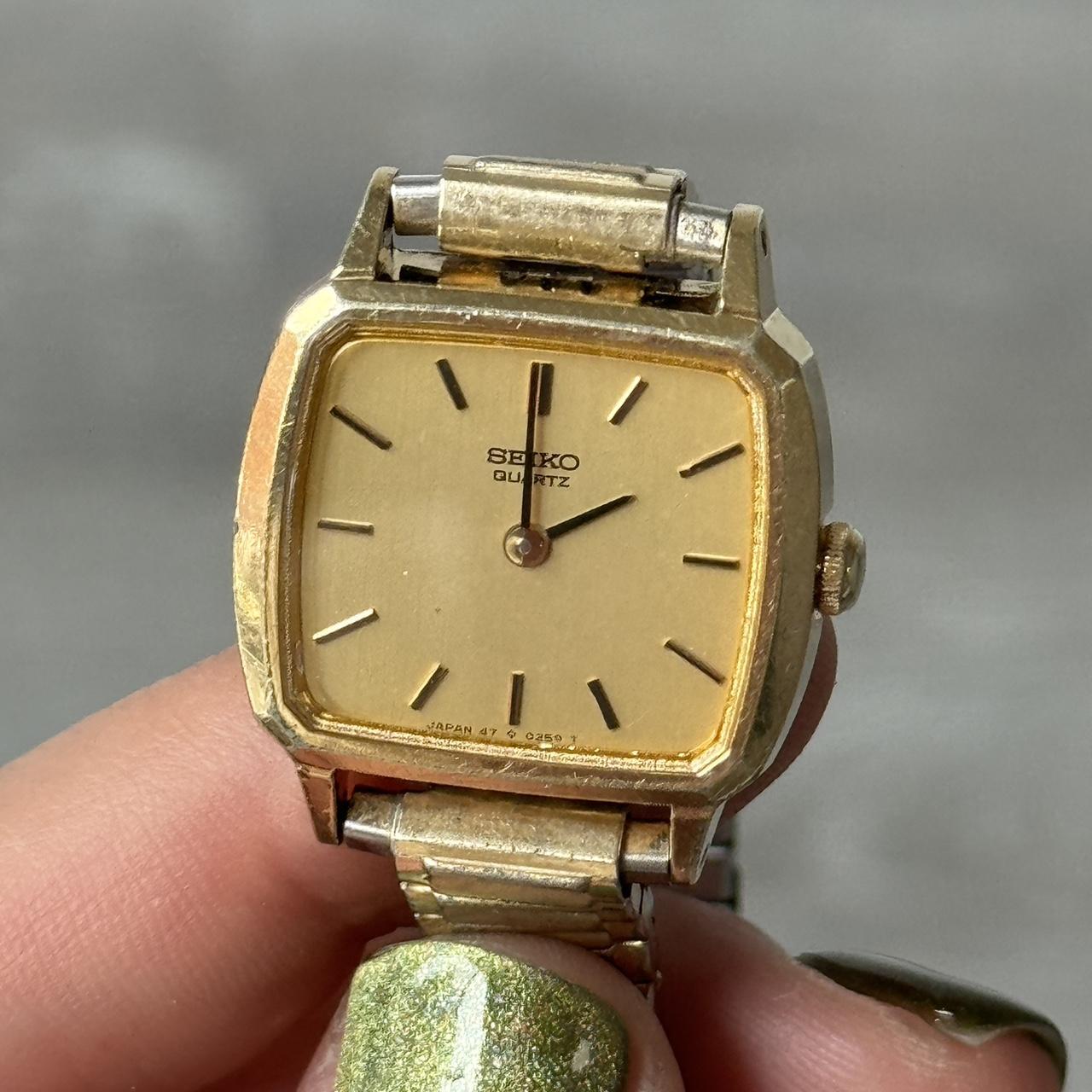 Womens Vintage Seiko Gold Tone Stretch Bracelet... - Depop