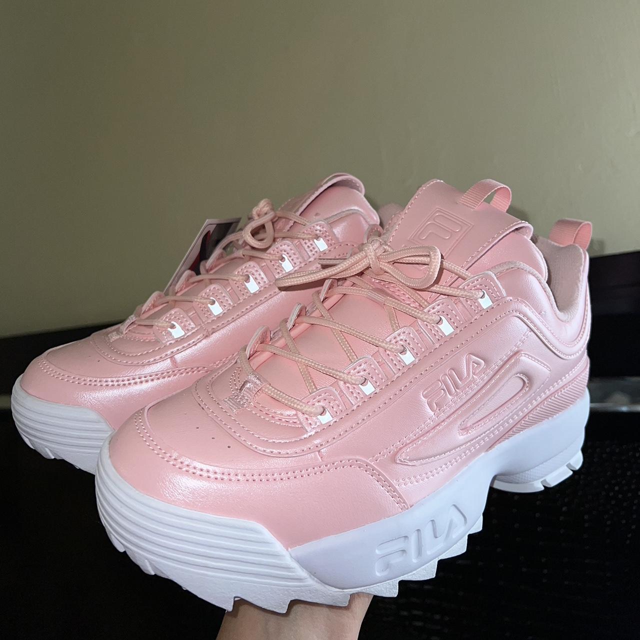 Fila Women's Pink and White Trainers | Depop