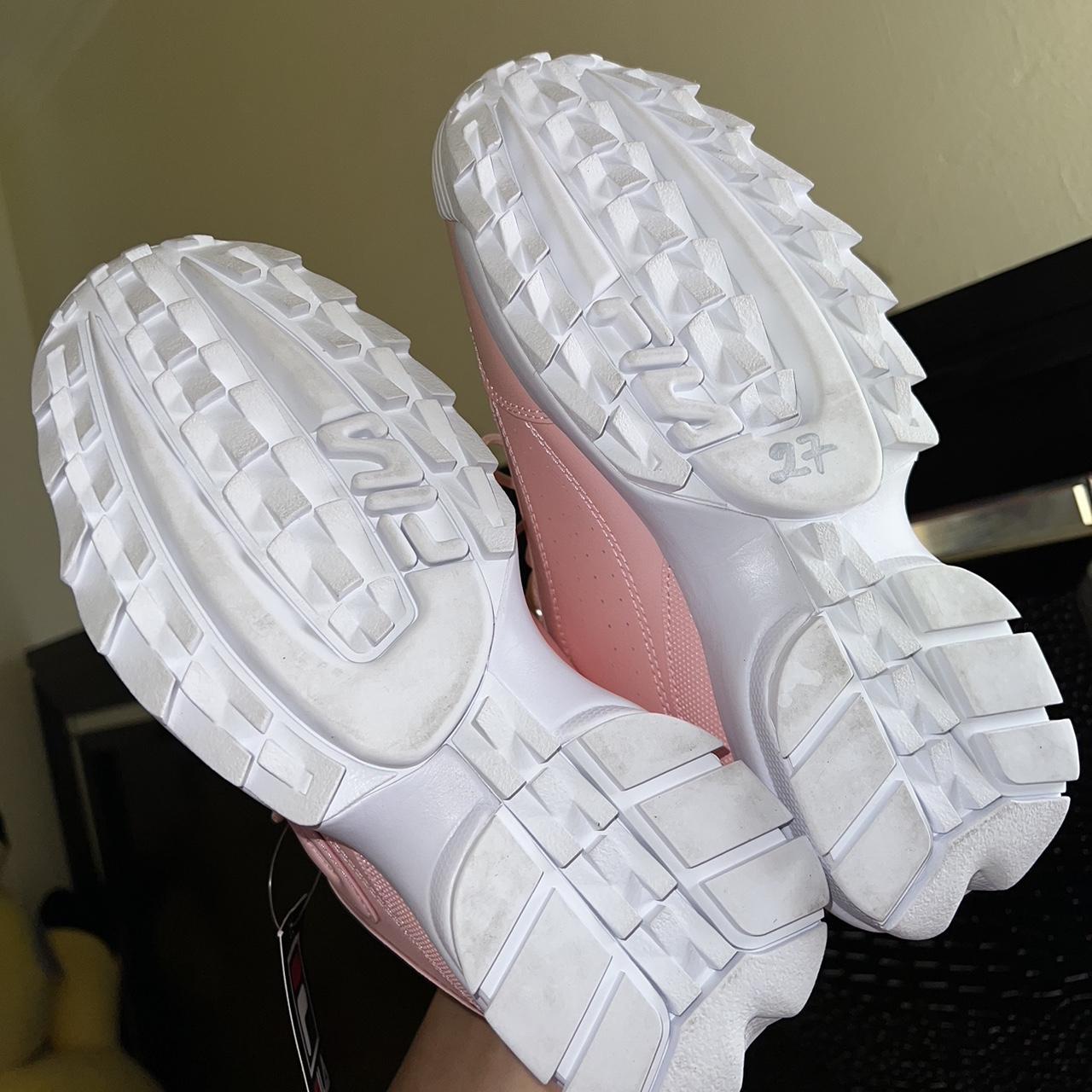Fila Women's Pink and White Trainers | Depop