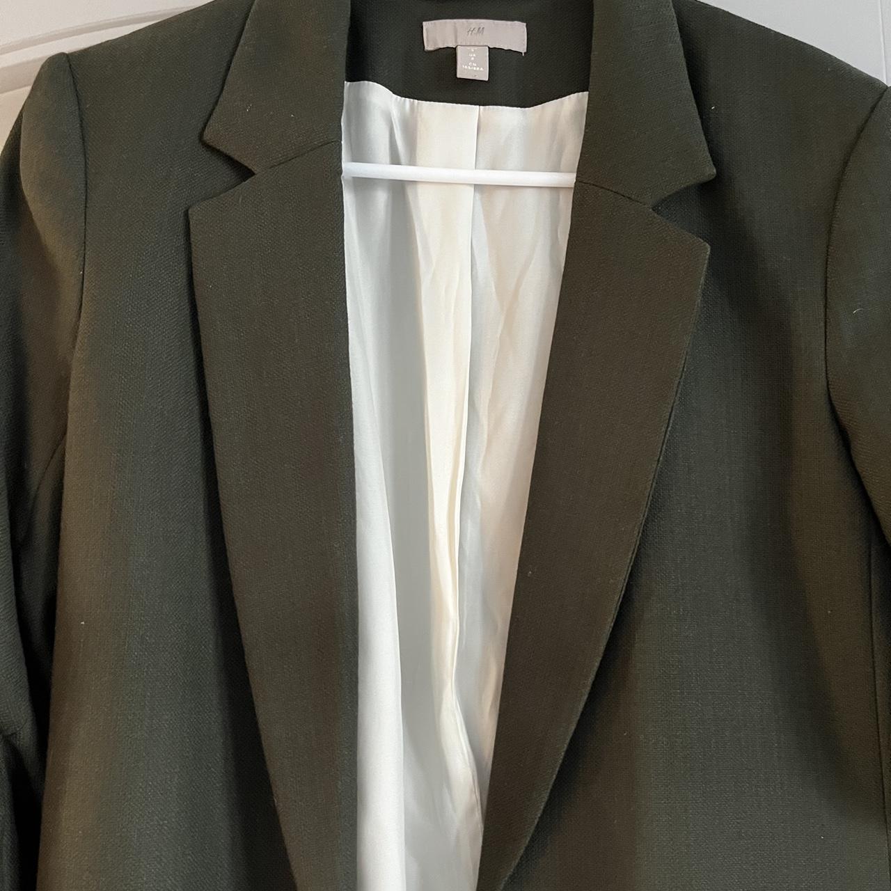 H&M Women's Khaki and Green Tailored-jackets | Depop