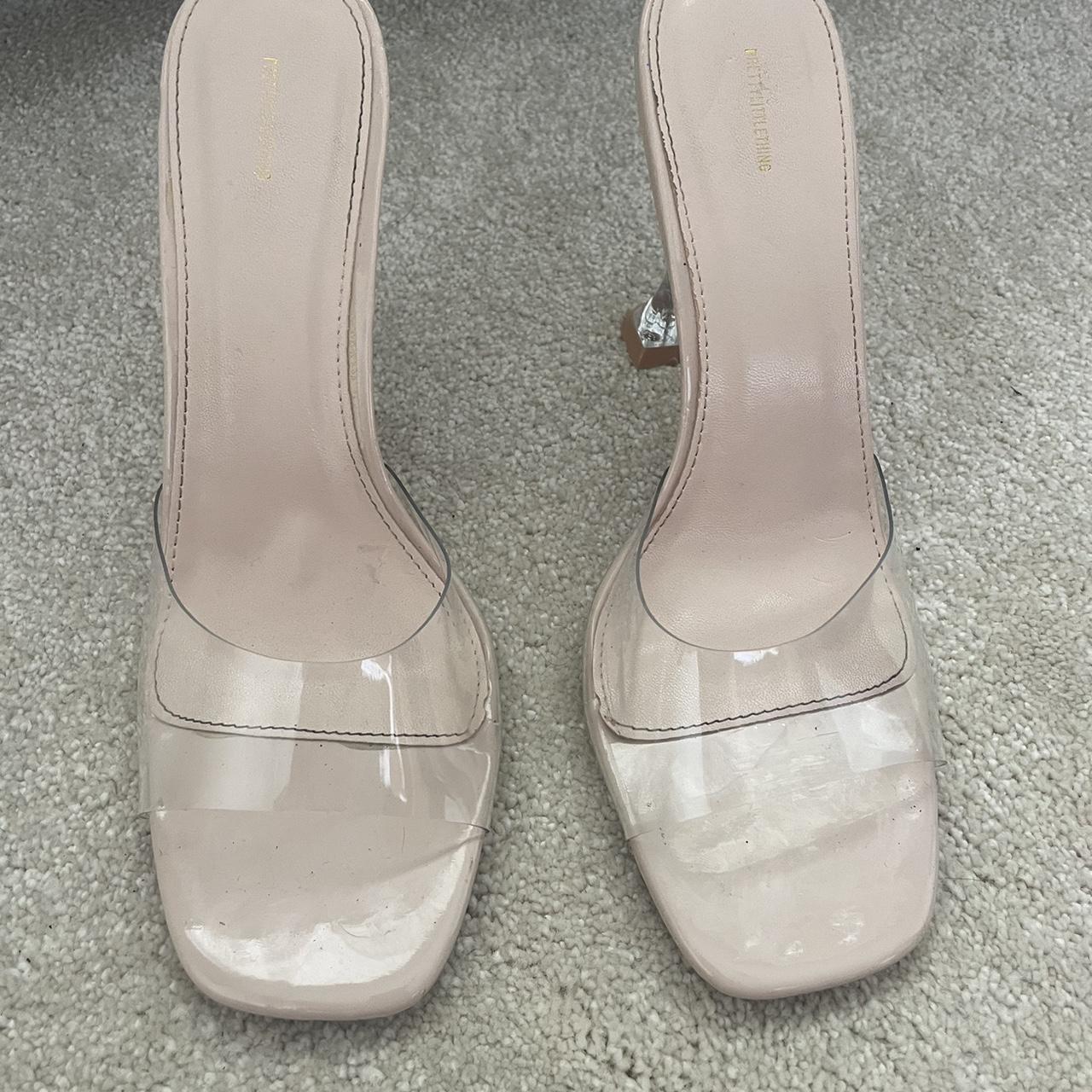 PrettyLittleThing clear heels Only worn once Size 7 - Depop