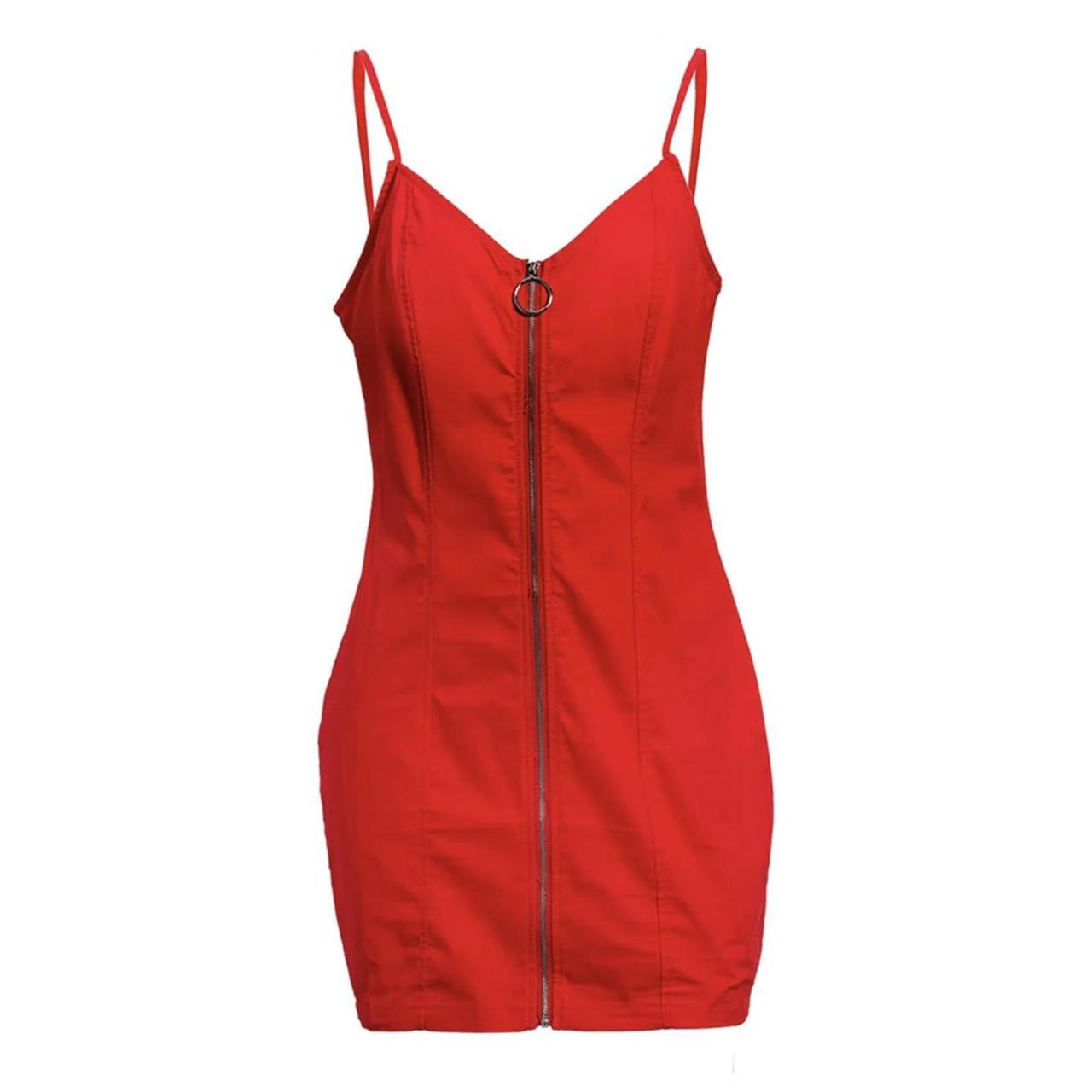 Red Zip Up Mini Dress Perfect for going out! Fits... - Depop