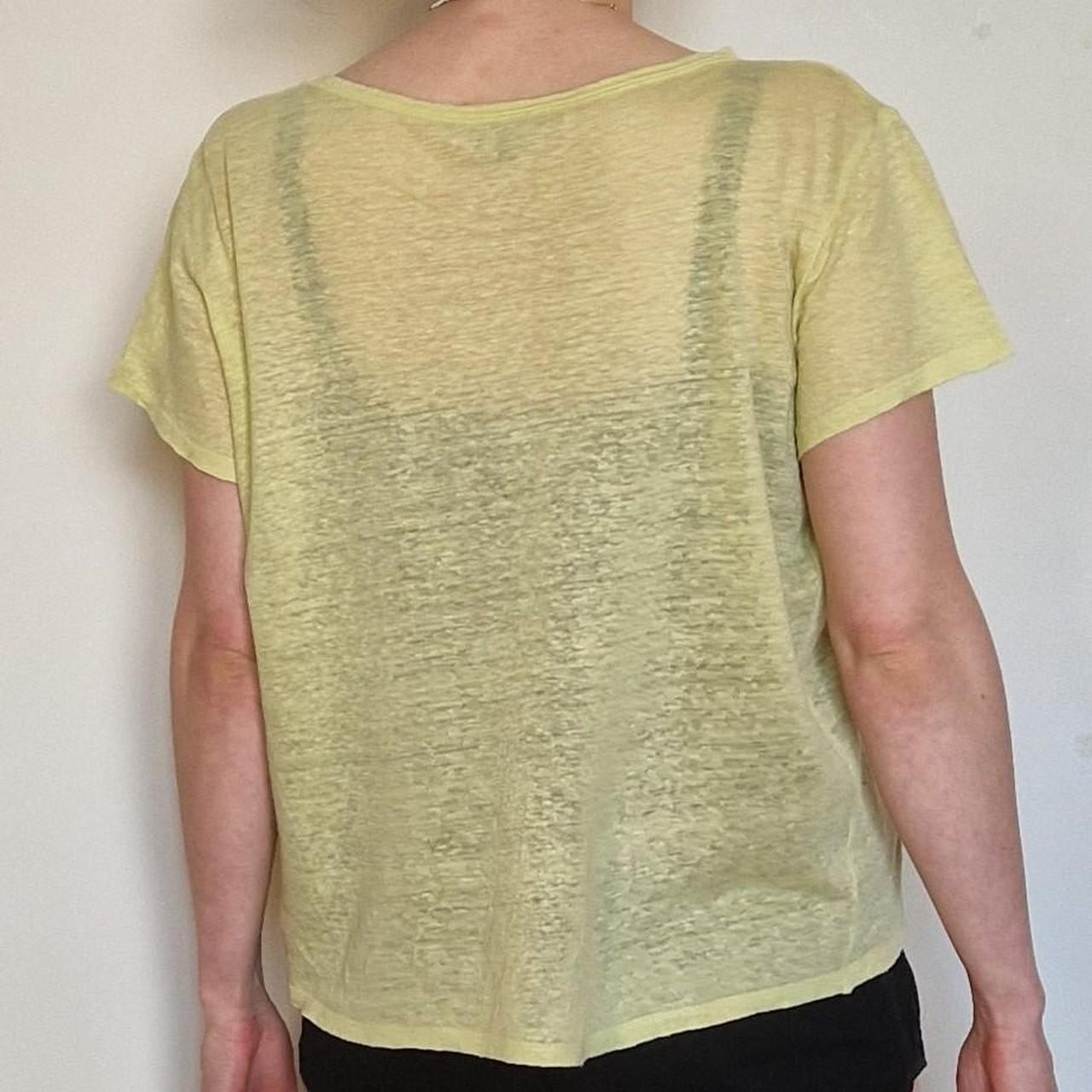 Lemon yellow linen short sleeve t-shirt by Massimo... - Depop