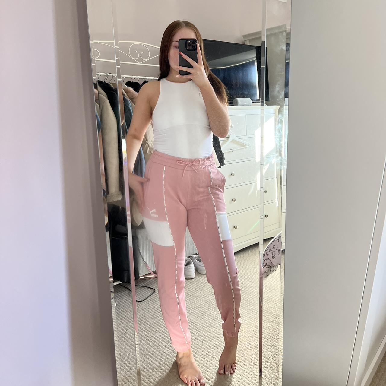 PUMA pink tracksuit bottoms with drawstring. Bought... - Depop
