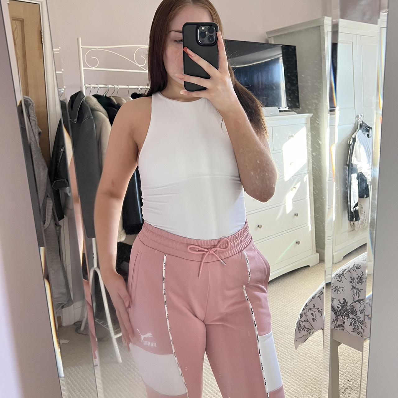 PUMA pink tracksuit bottoms with drawstring. Bought... | Depop