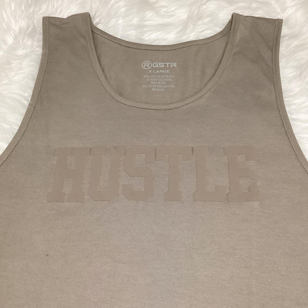 RGSTR Men’s Grey Tank Top with Hustle Embossed on... - Depop