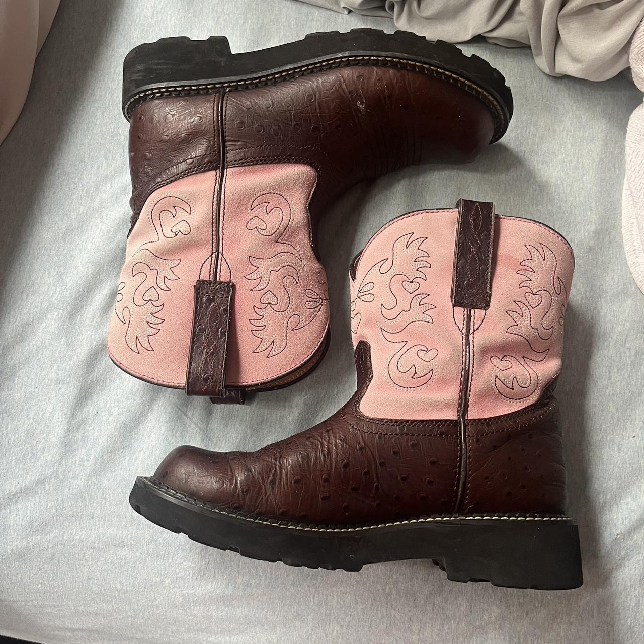 Ariat Women's Pink and Brown Boots | Depop