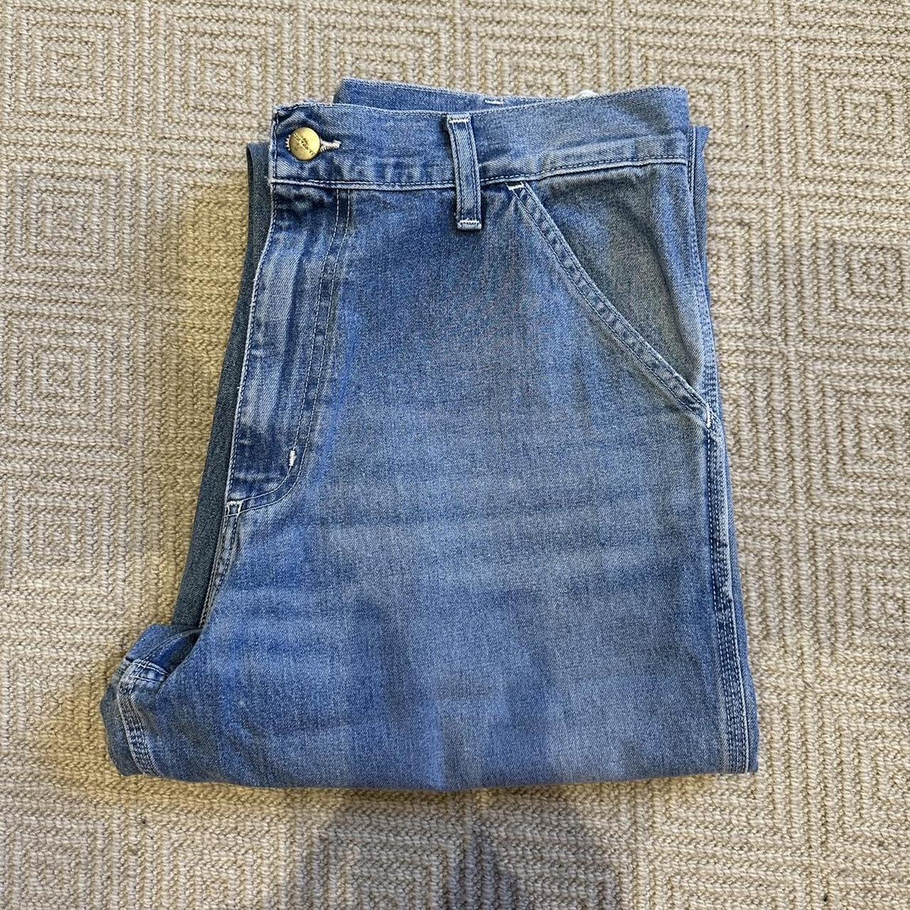 Carhart Jeans light wash denim. Straight leg. Size::... - Depop
