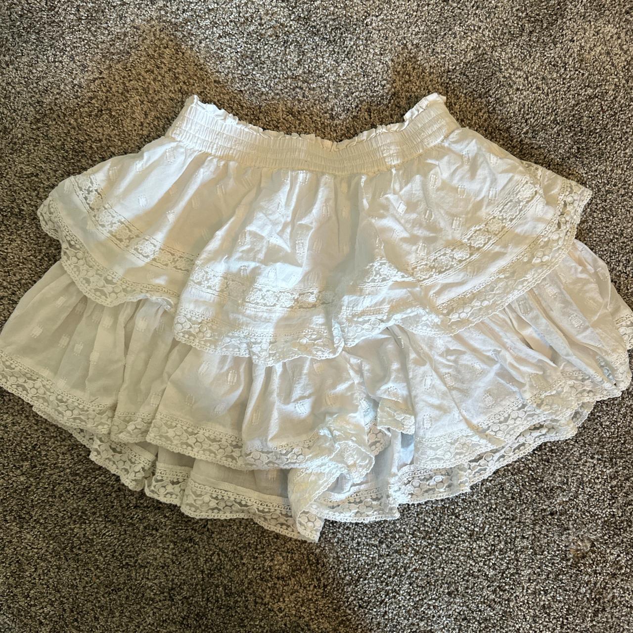 white lace ruffle skort - Depop