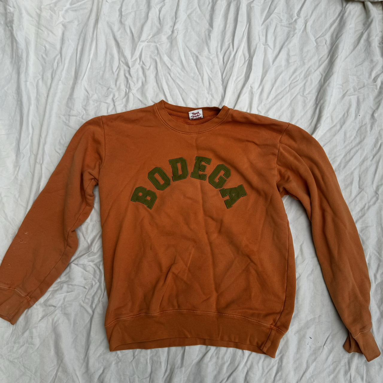 1970s orange and green Bodega sweatshirt #vintage... - Depop
