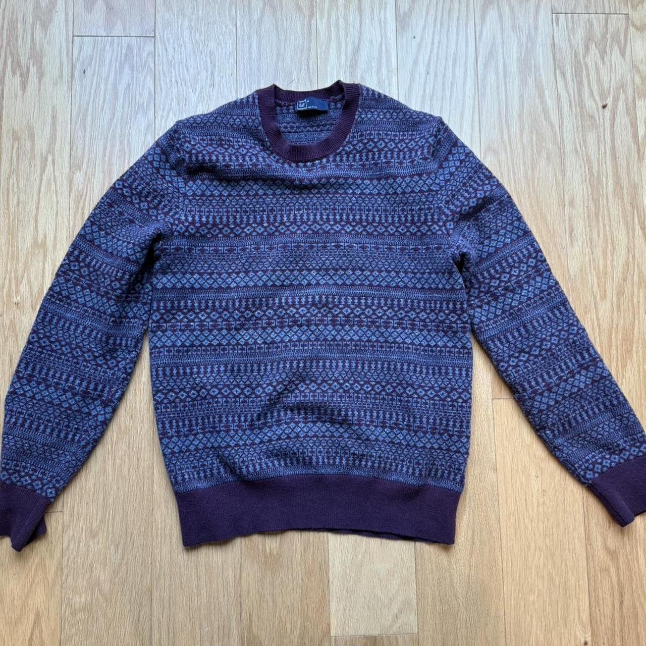 Gap Fair Isle Sweater — beautiful purplish/burgundy... | Depop