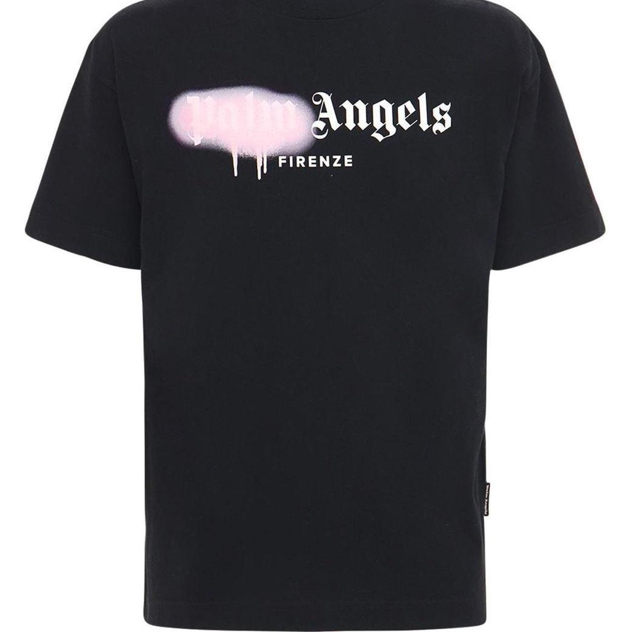 Men’s Palm angels pink spray paint t shirt Just... - Depop