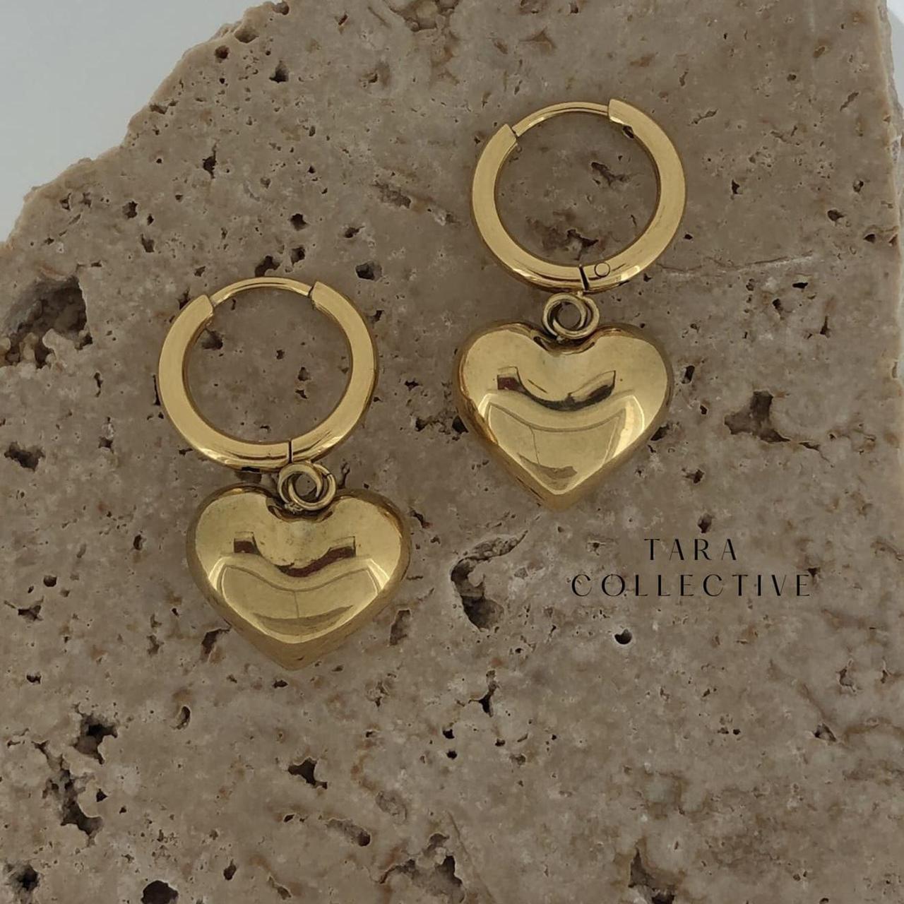 Puff Heart Hoops Earrings MEASUREMENT: 14mm... - Depop