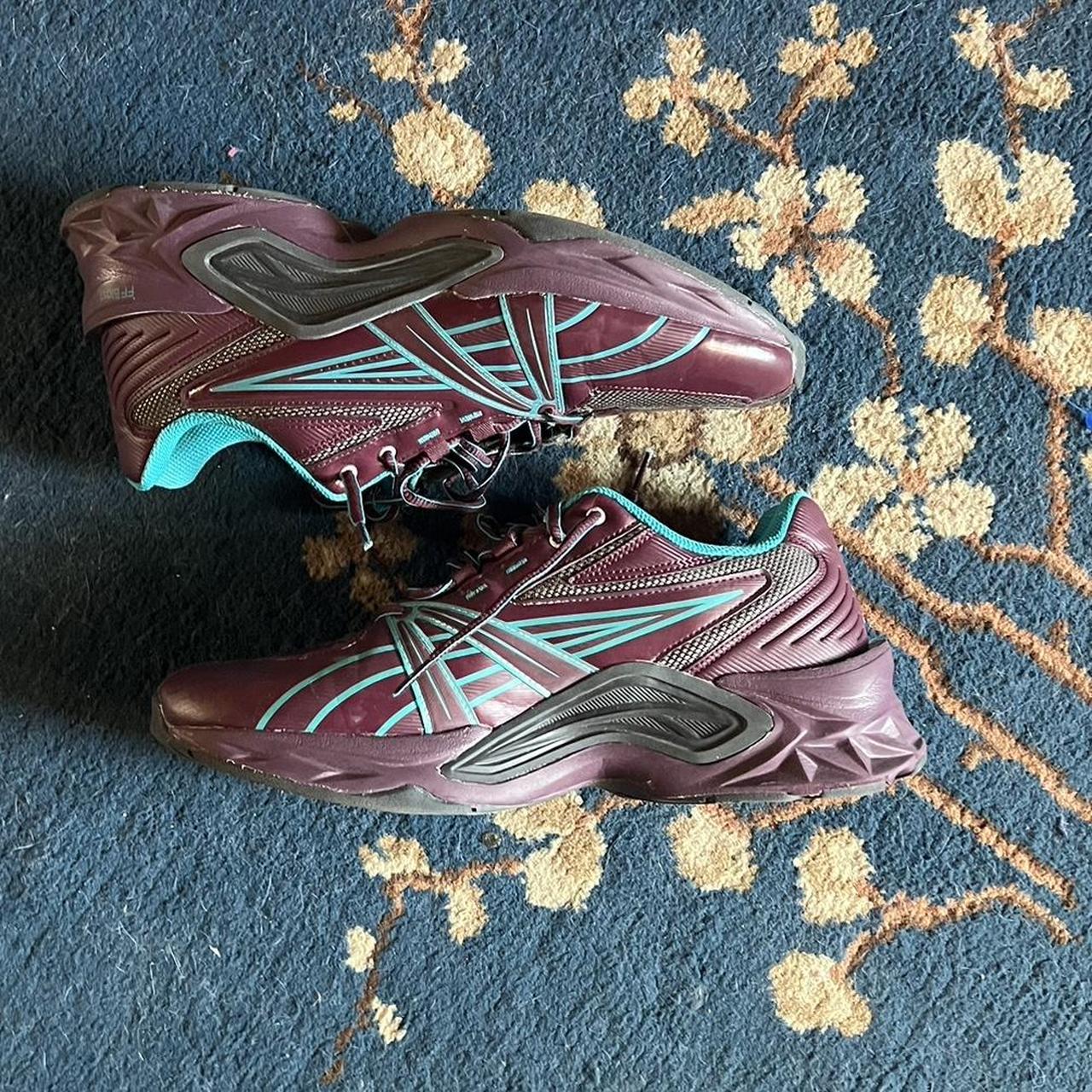 cool asics sneakers blood red and turquiose combo is... - Depop