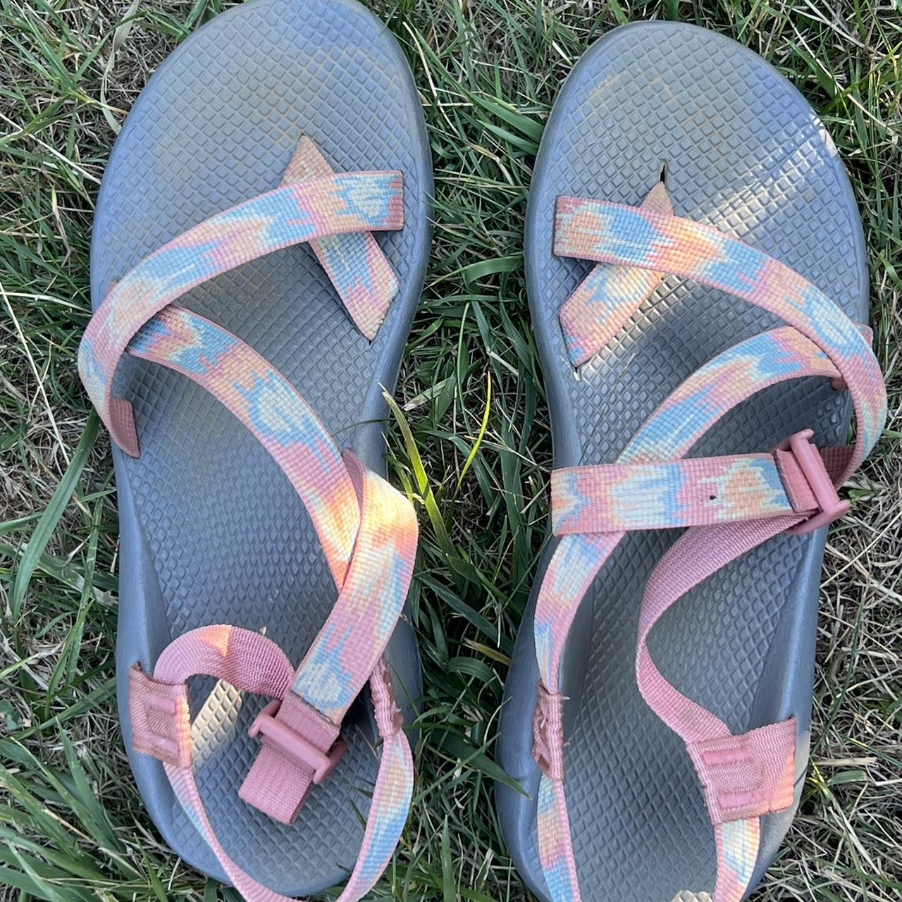 Cute little pastel Chacos! These have a adjustable... - Depop