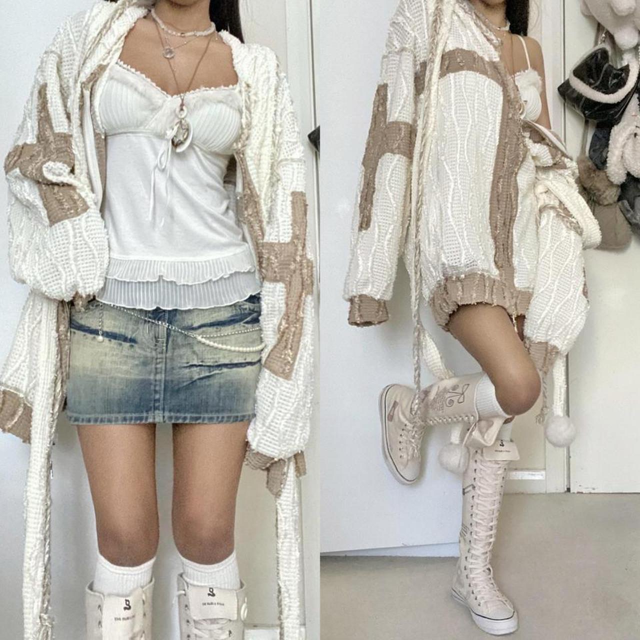 unreal chinese designer cross design knit with wrap... - Depop