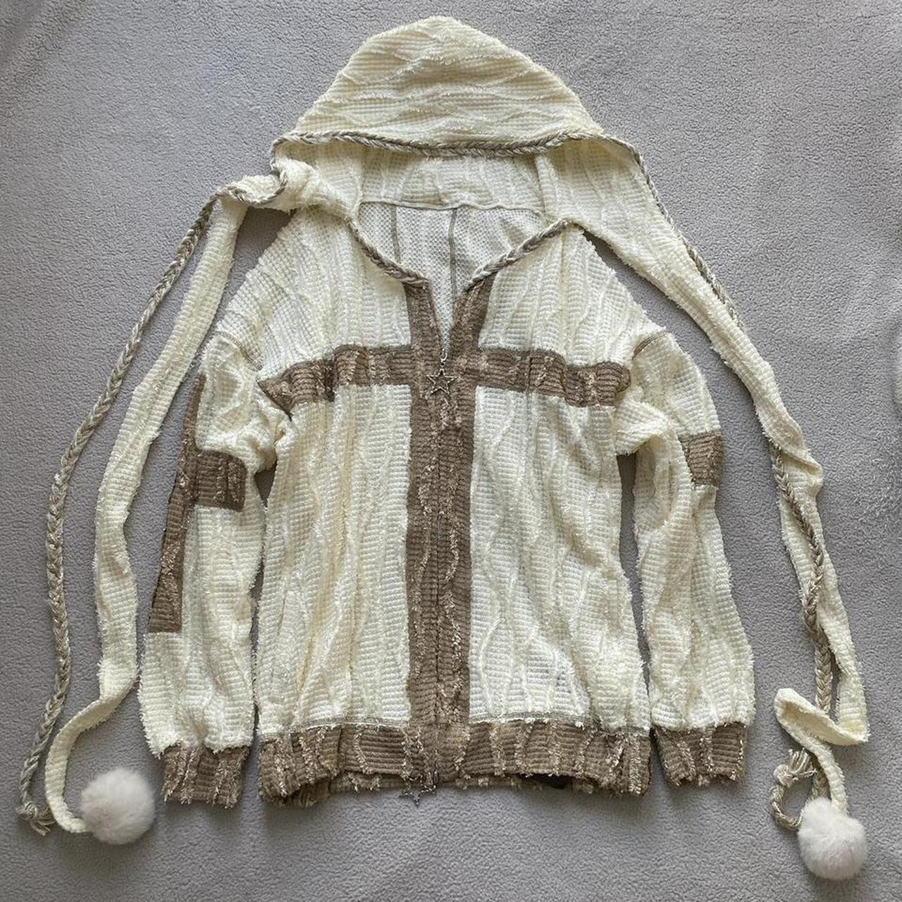 unreal chinese designer cross design knit with wrap... - Depop