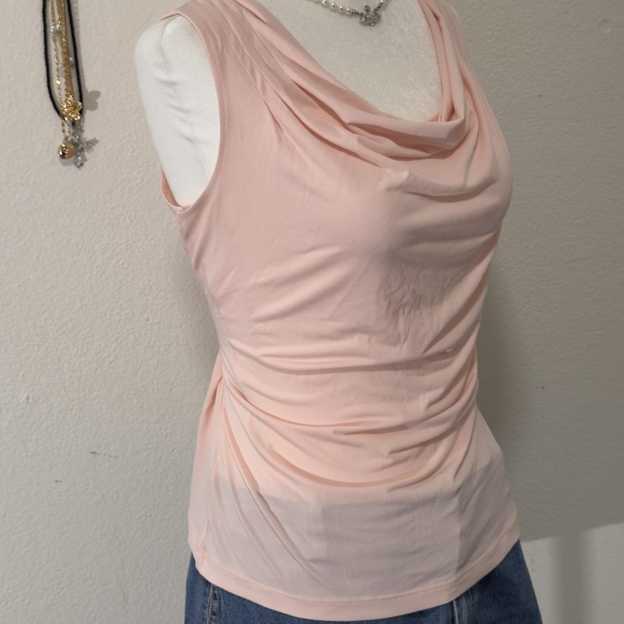 y2k pink cowl neck tank top ੈ ‧₊˚ .* has a small... | Depop