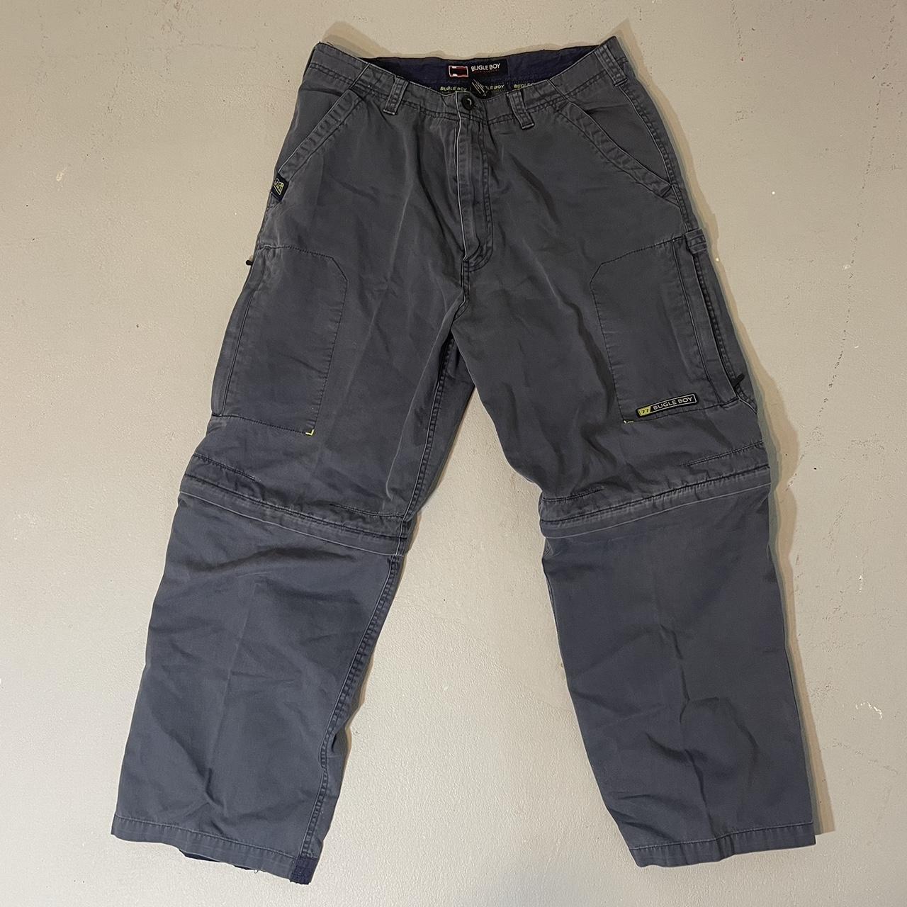 vintage 90s bugle boy cargo pants with zippers to... - Depop