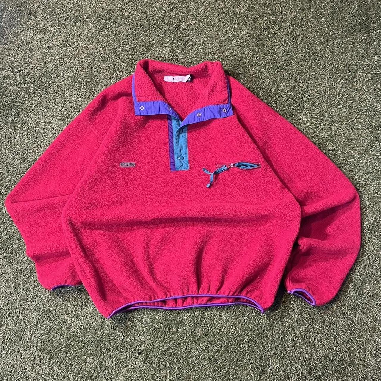90s Columbia multi colored fleece size xl 26”... - Depop