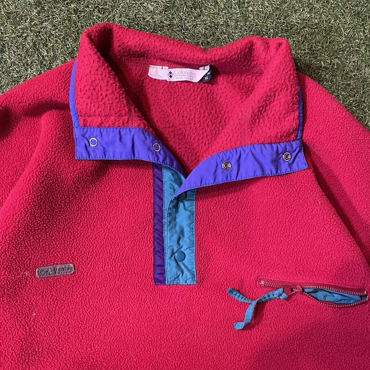 90s Columbia multi colored fleece size xl 26”... - Depop