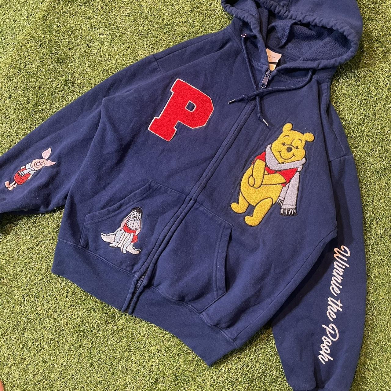 Y2k Winnie The Pooh Zip Up Heavily Embroidered Zip Depop
