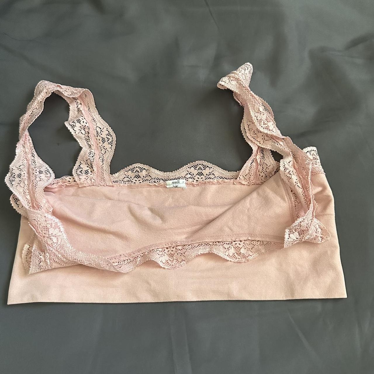 Pink bralette with lace trim - I think it’s a size... - Depop