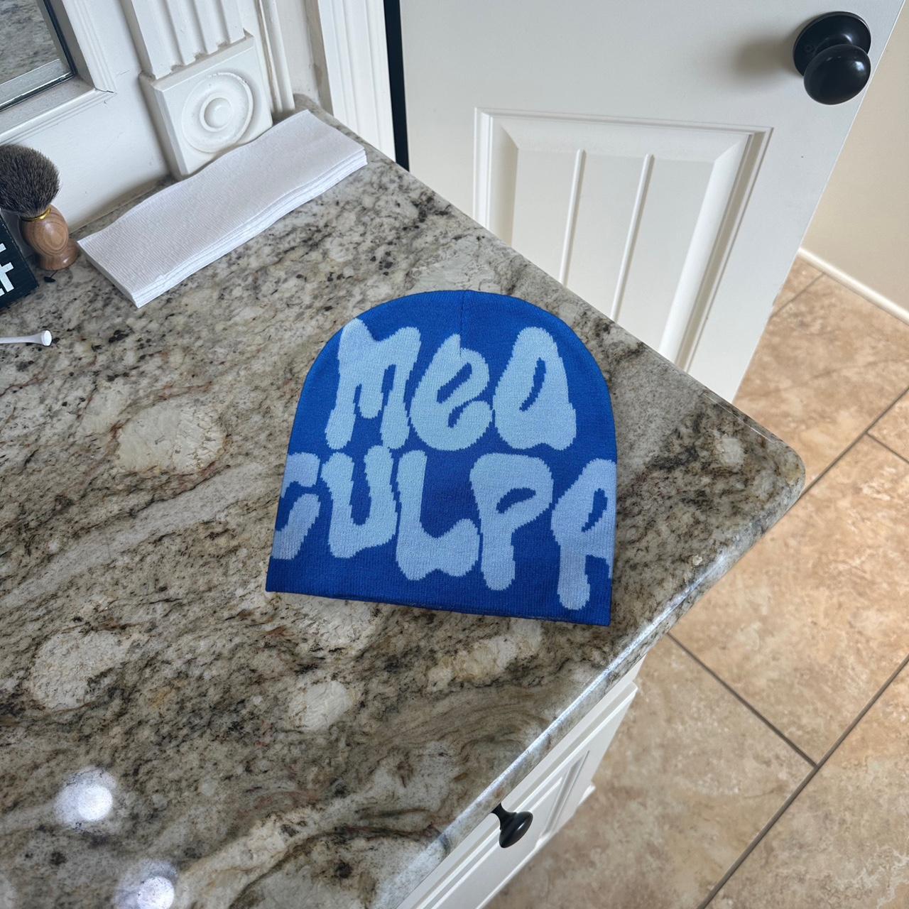 BRAND NEW mea culpa blue beanie feel free to... - Depop