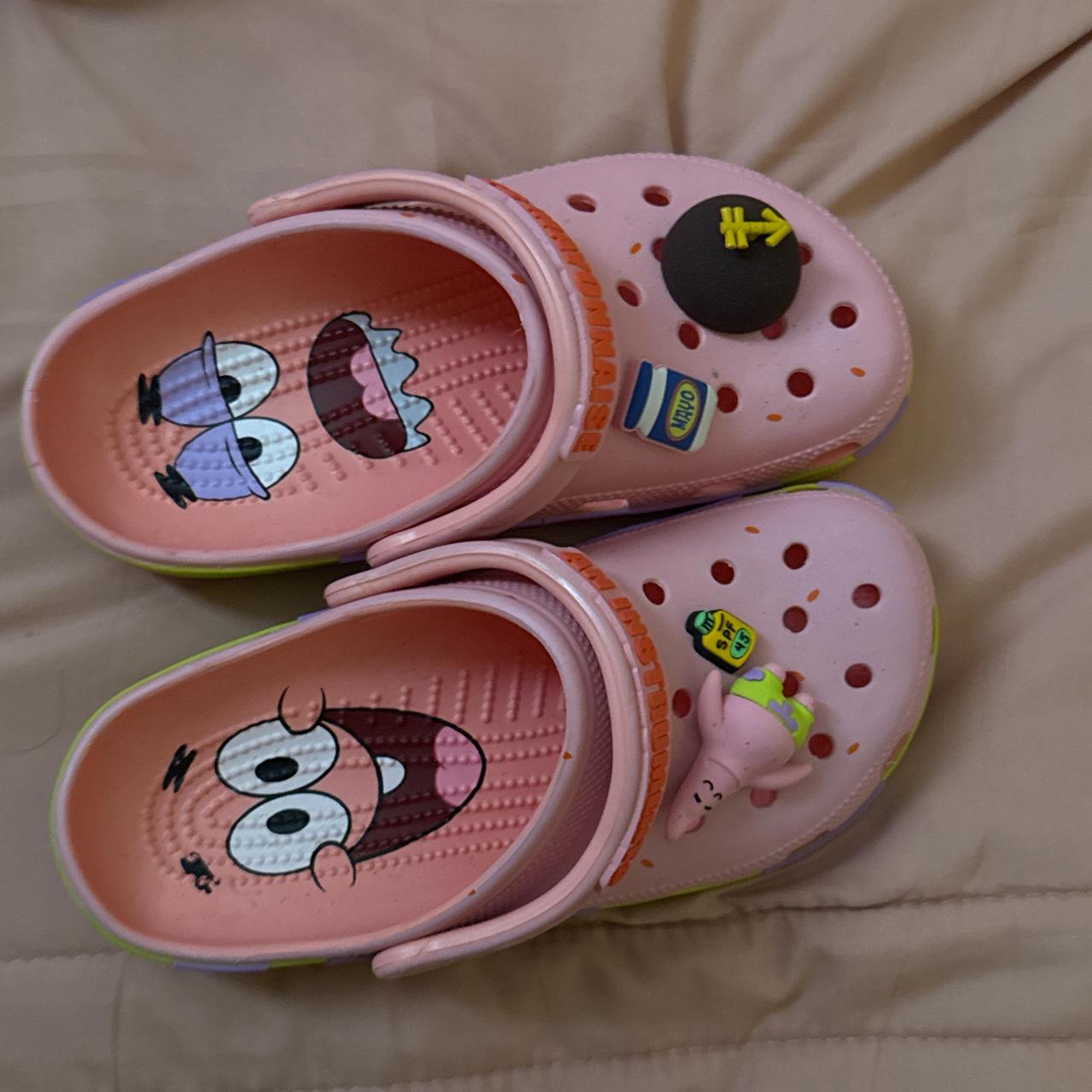 Patrick star crocs /Pink and yellow Crocs x... - Depop