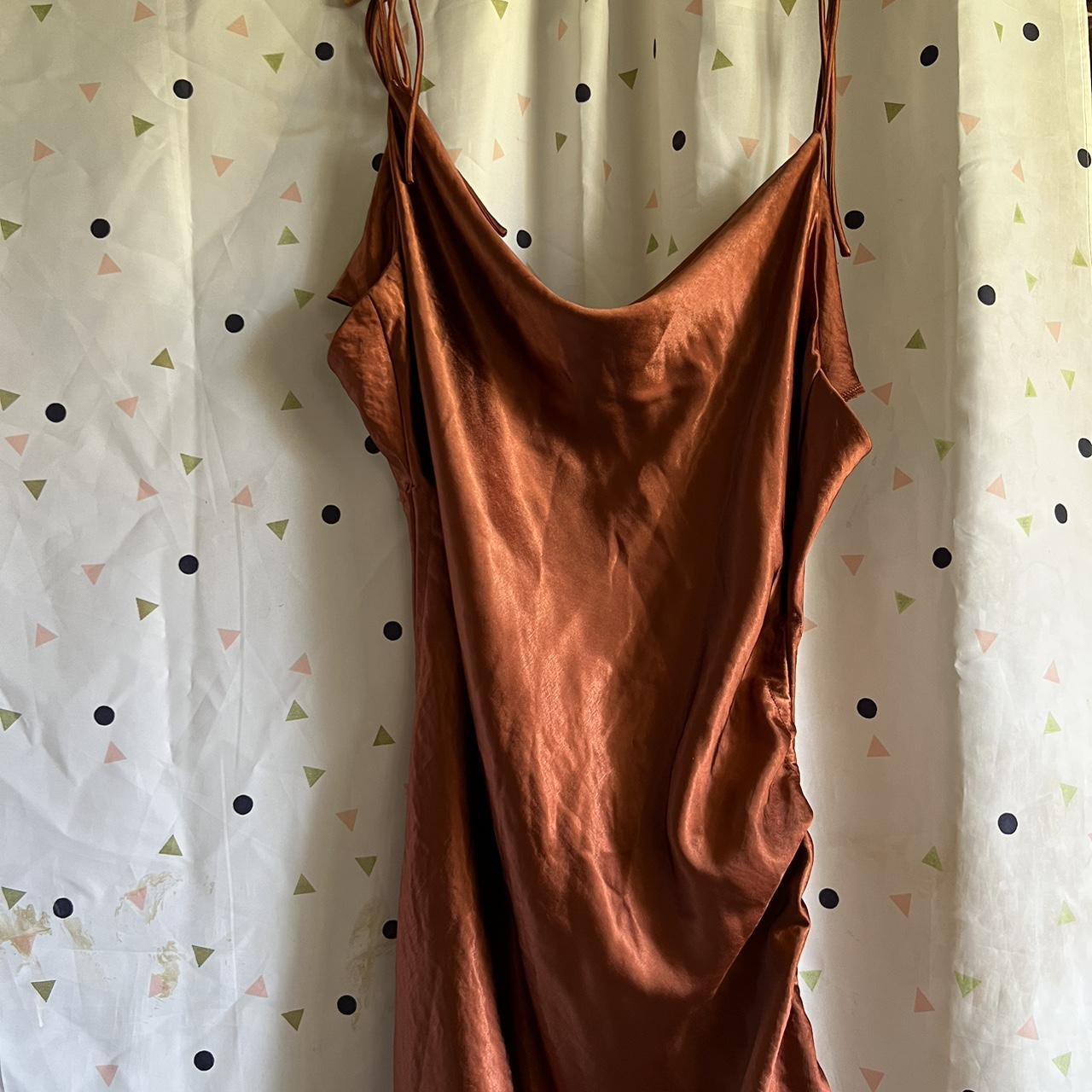 Lioness rust silk dress Has scoop neck and tie sides... - Depop