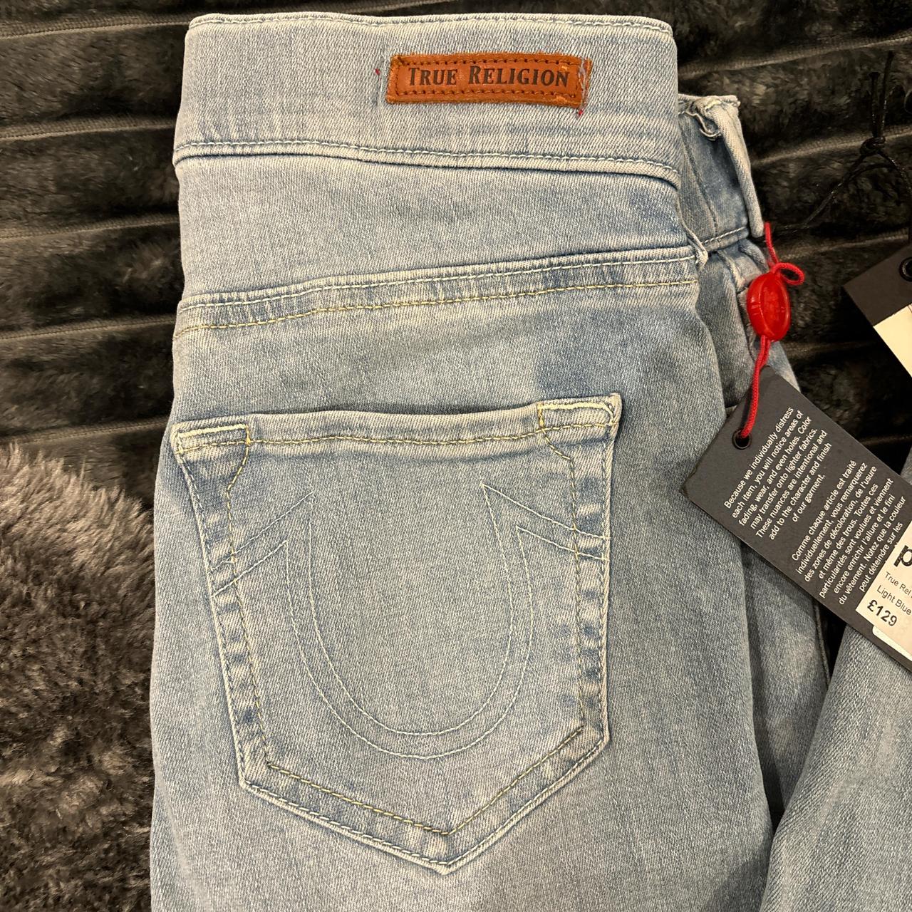 Light blue True Religion skinny jeans... - Depop
