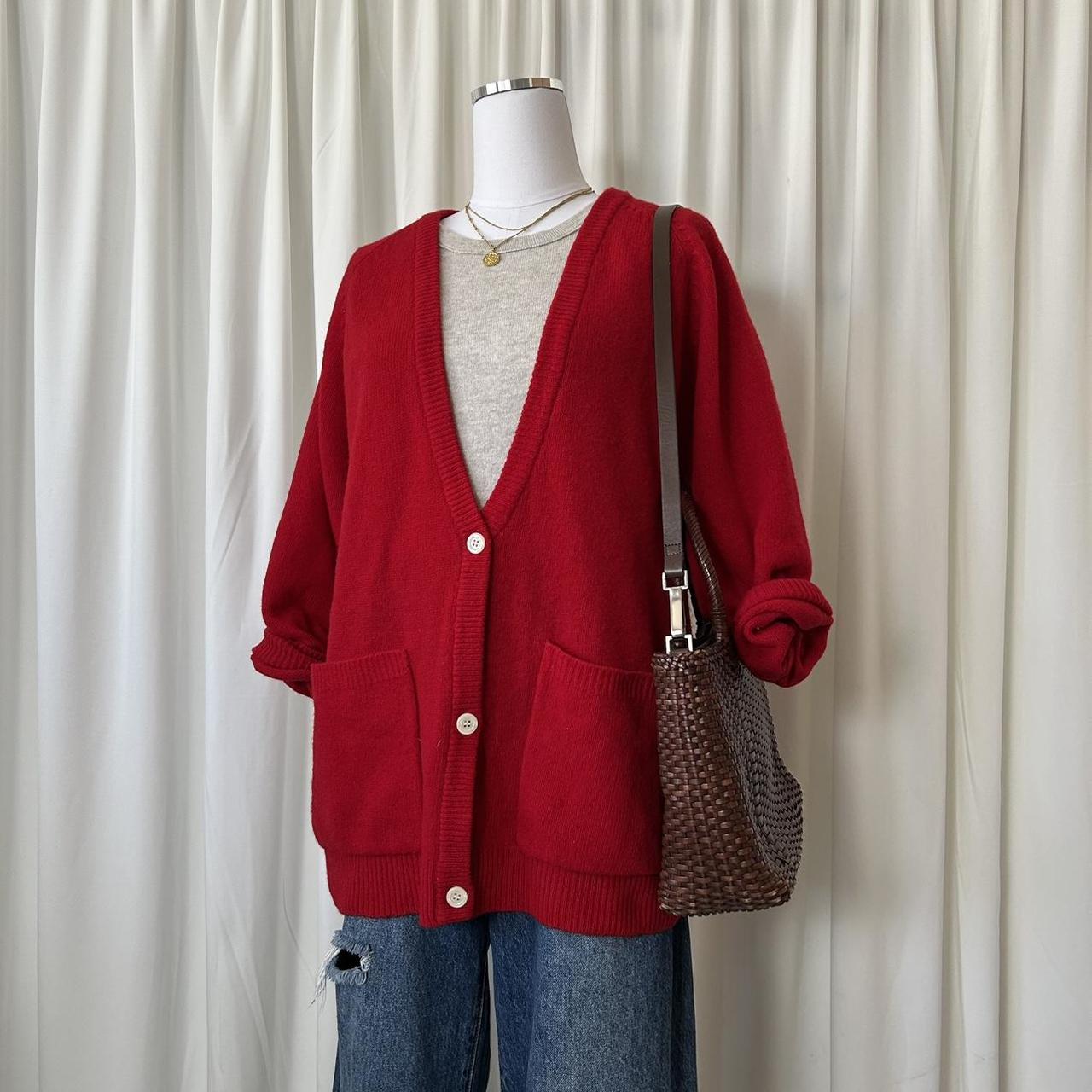 Vintage FaBE Red Wool Cardigan small. #holiday... | Depop