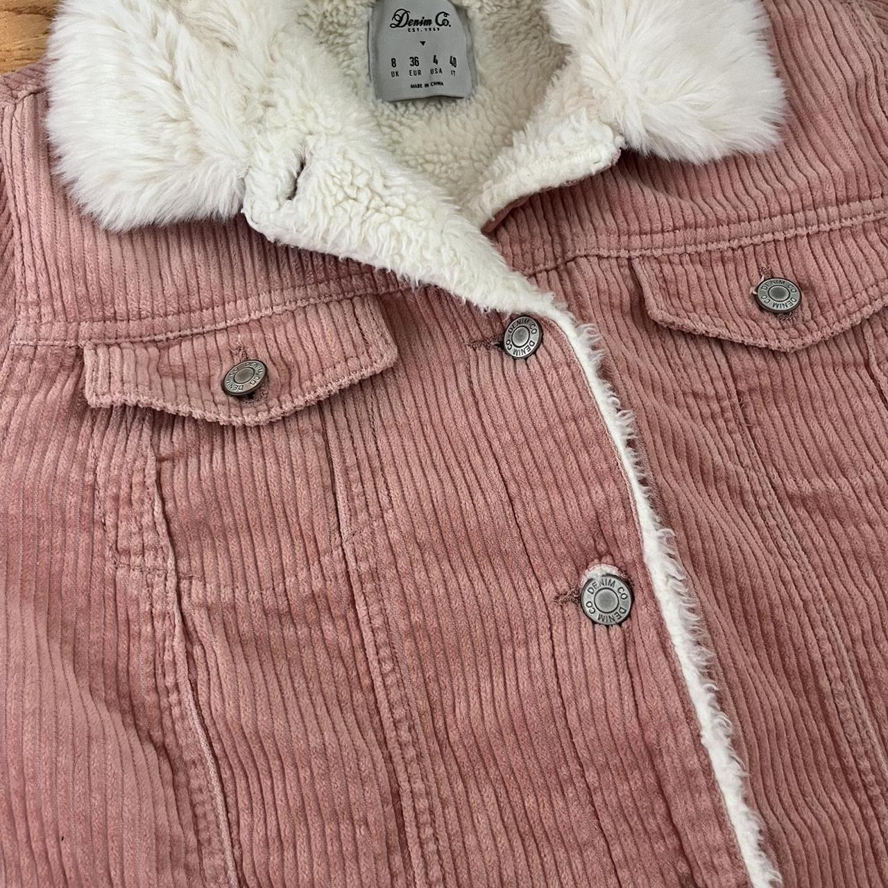 Denim & Co Pink Corduroy Jacket Sherpa Lined UK Size... - Depop