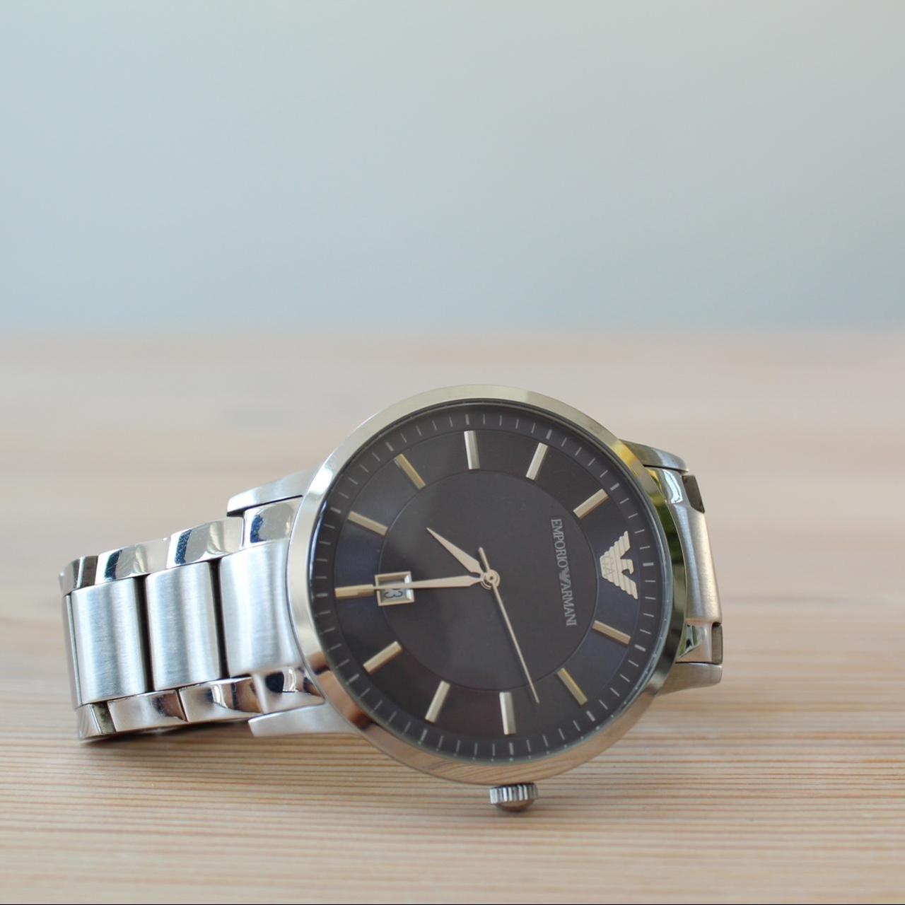 Armani Men's Blue and Silver Watch | Depop