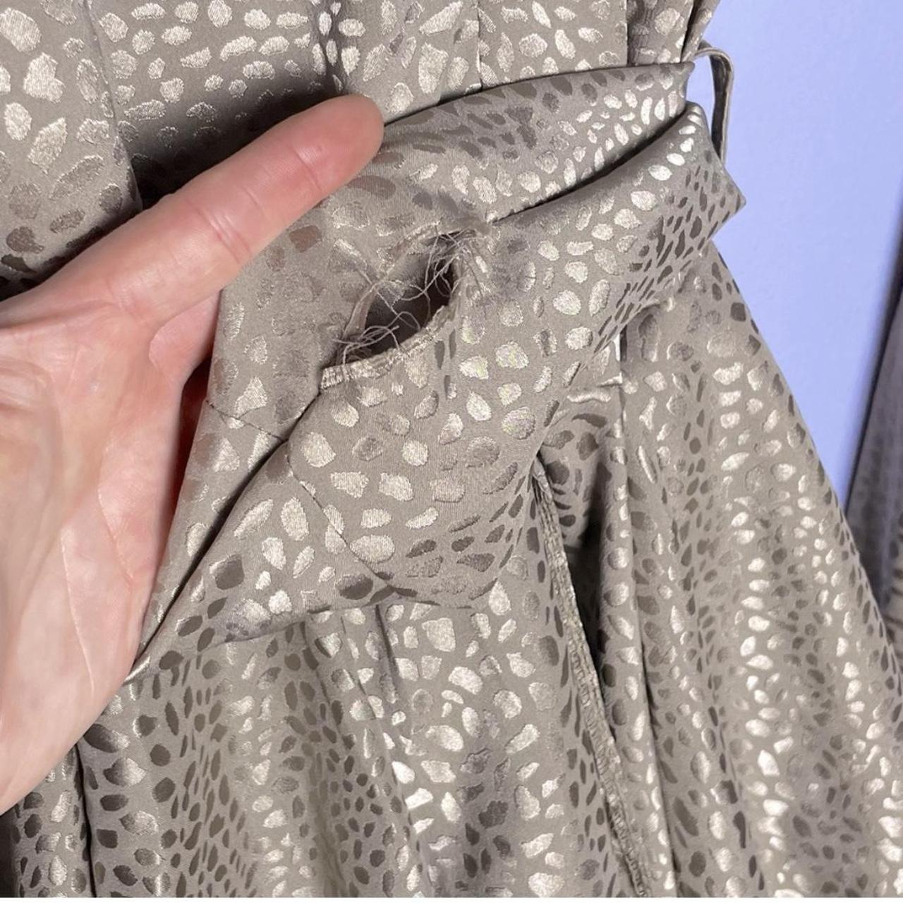 Champagne shimmery leopard print long sleeve ruffle... - Depop