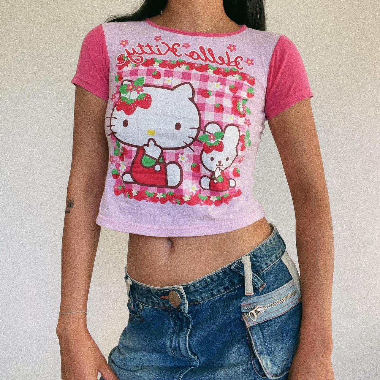 Pink hello kitty baby tee Cotton/ size 6-8/ shown on... - Depop