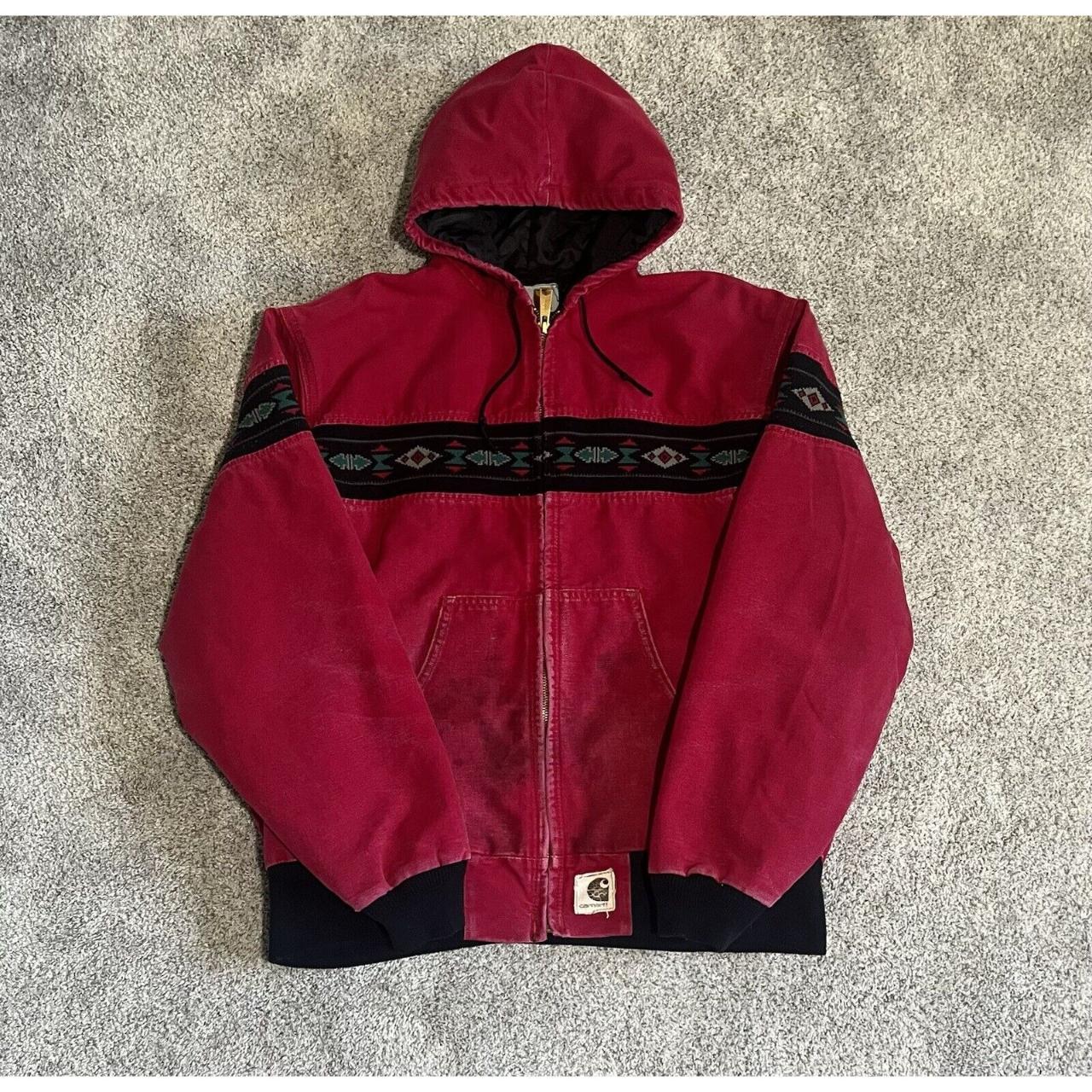 Vintage Carhartt Aztec Jacket Red Size Large .... - Depop