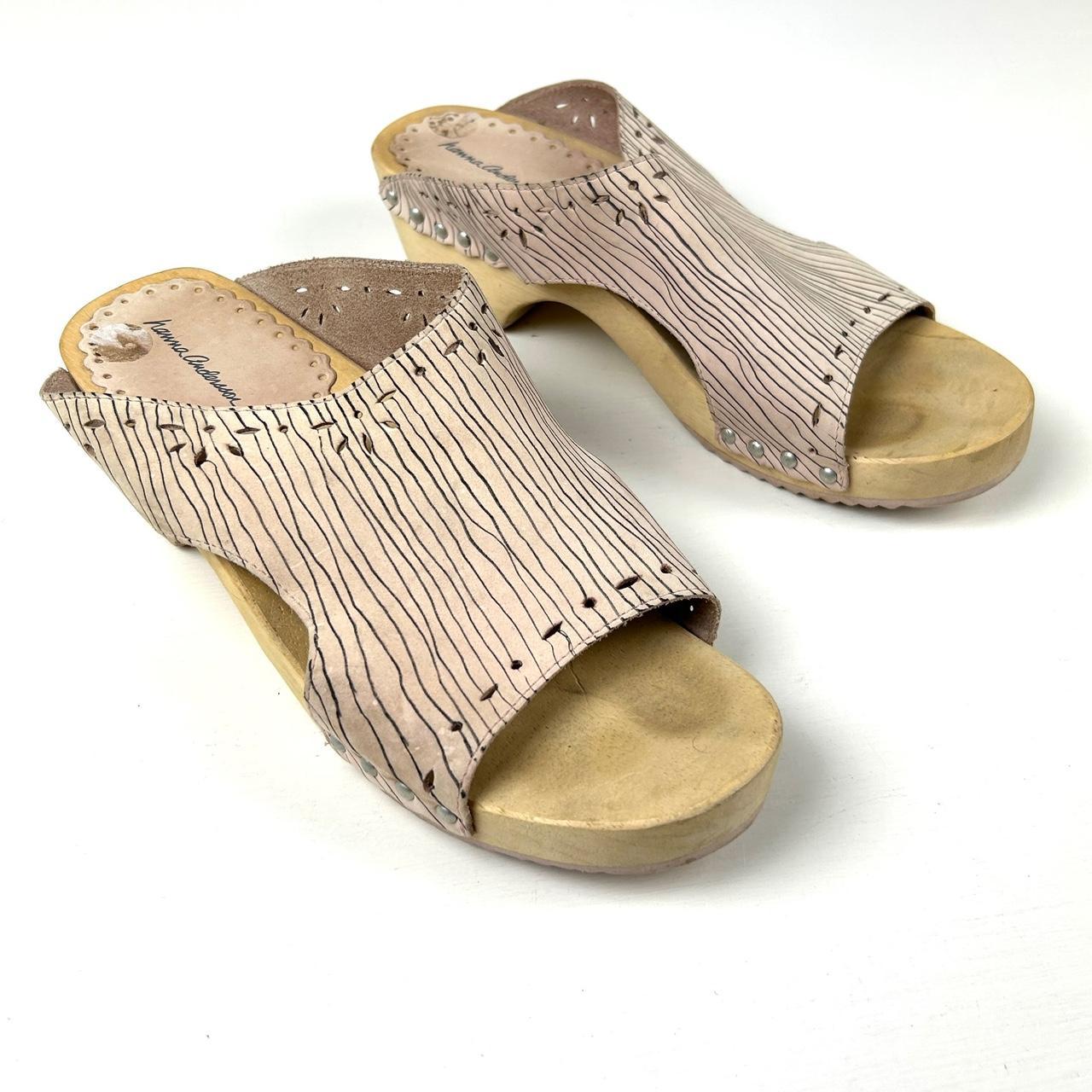 Hanna Andersson Wooden Sandal Clogs leather upoer EU... - Depop