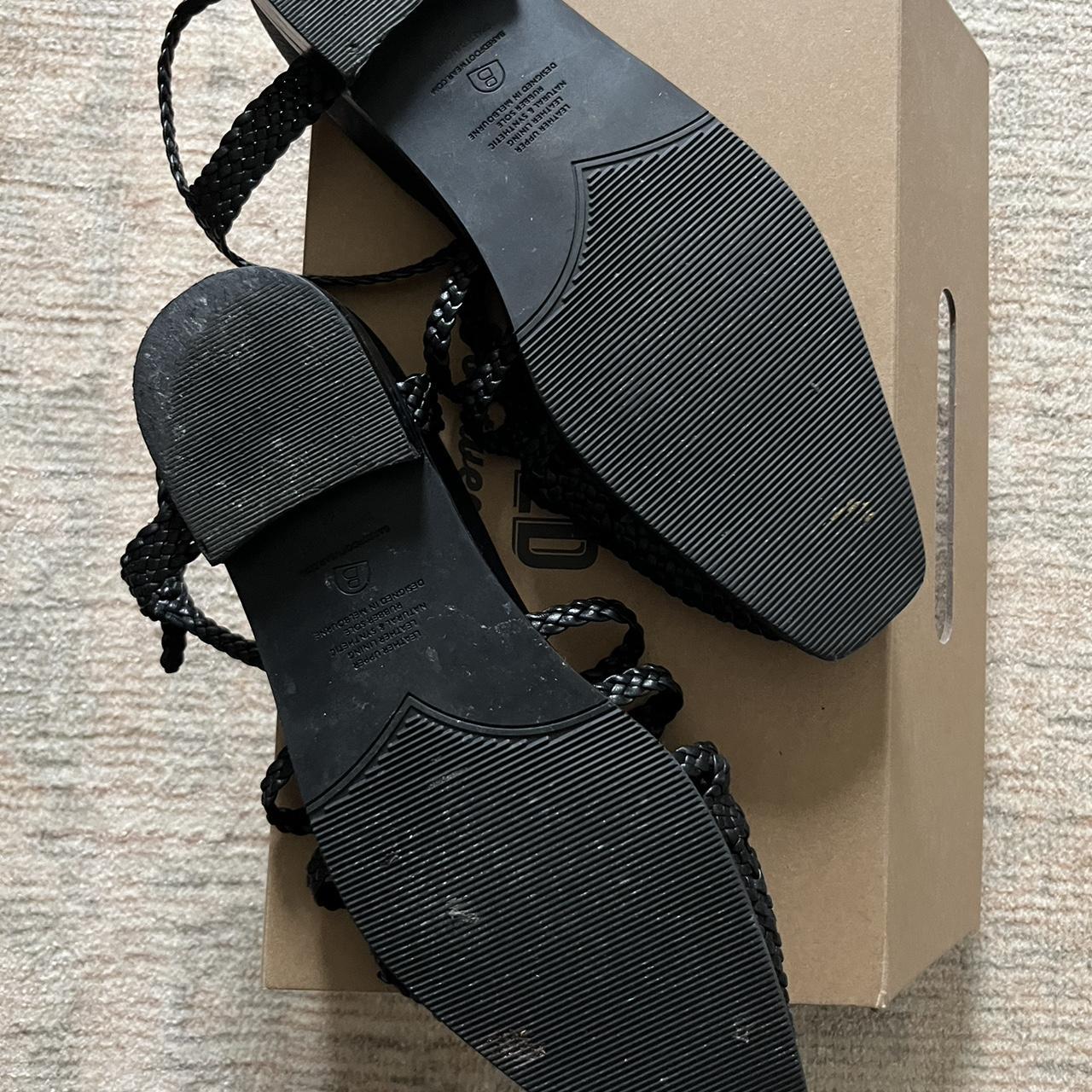 Bared “sparrow” black woven sandals Minor scratches... - Depop
