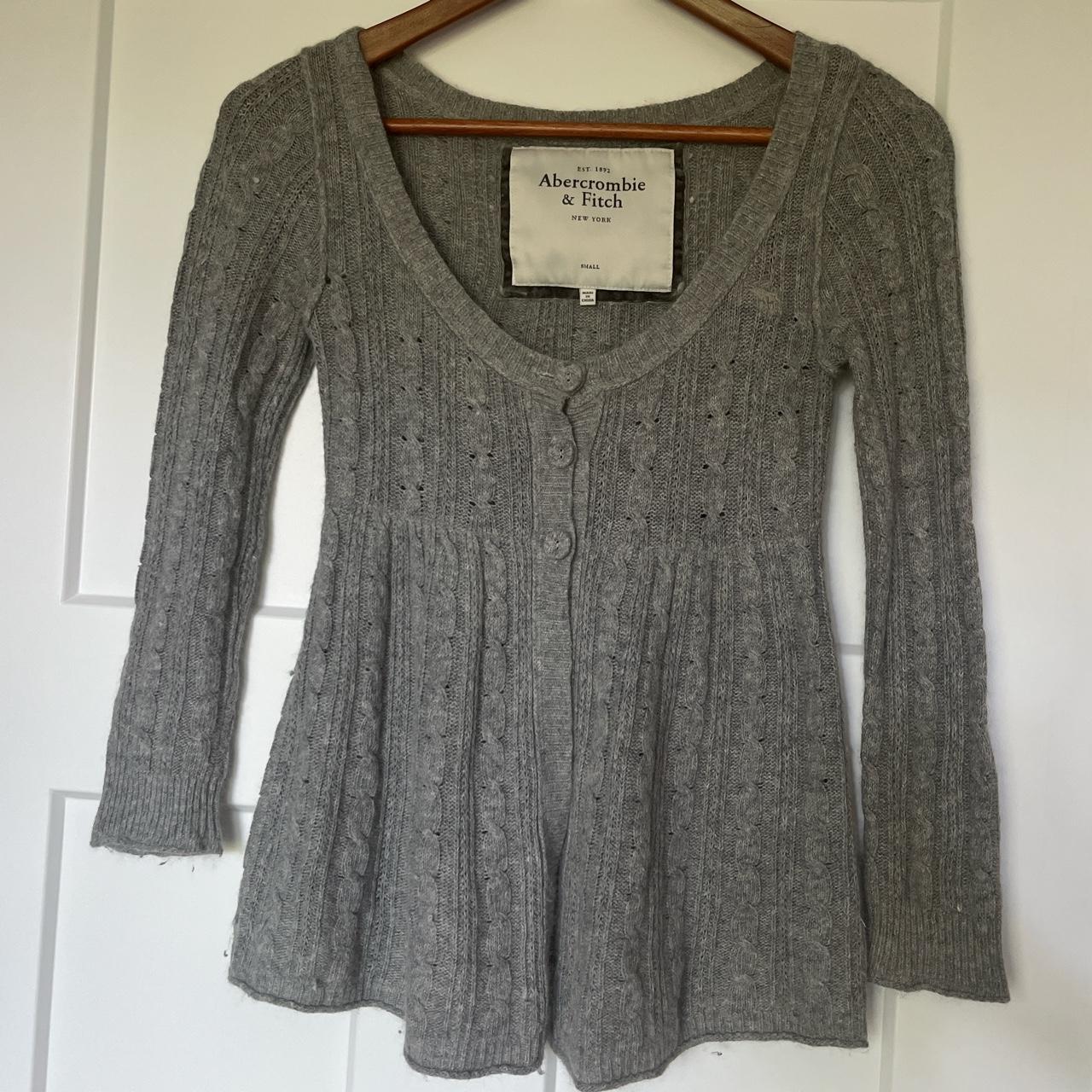vintage abercrombie and fitch grey babydoll sweater... - Depop