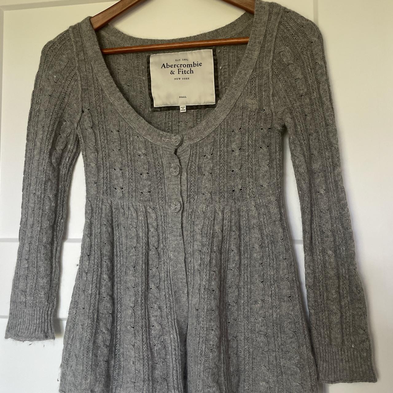 vintage abercrombie and fitch grey babydoll sweater... - Depop