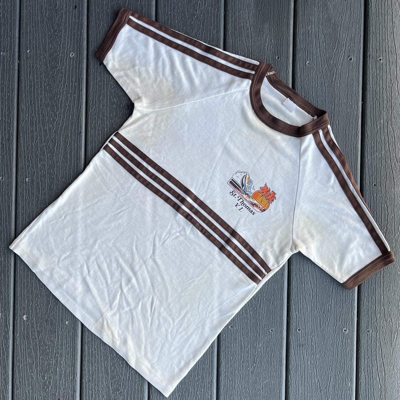 American Vintage Men's Brown and Tan T-shirt | Depop