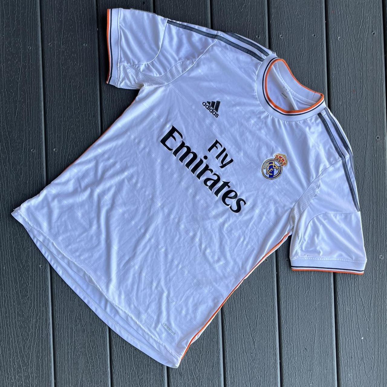 Real Madrid Fly Emirates Jersey Mens Large White... - Depop