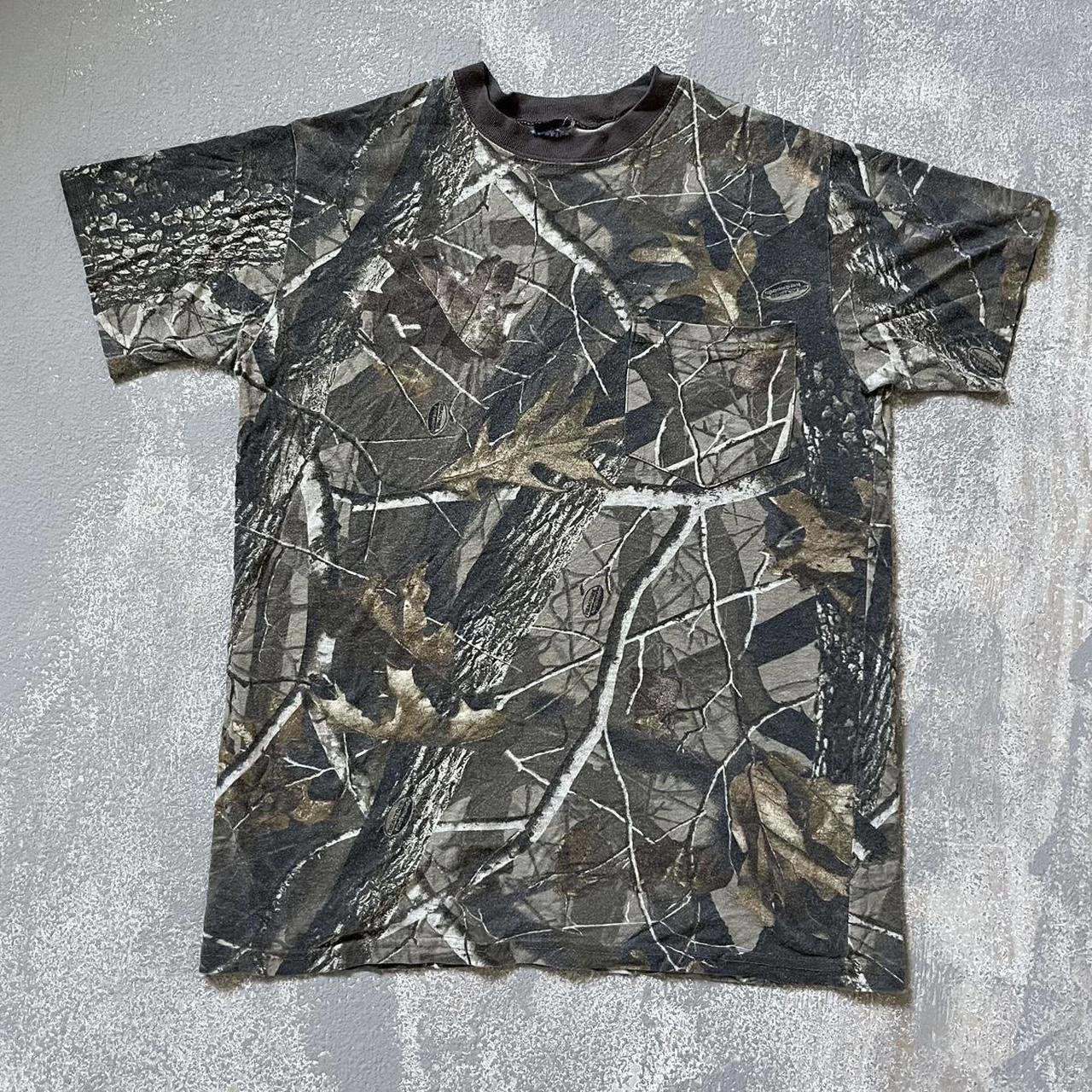 vintage camouflage print t shirt - adult size small... - Depop