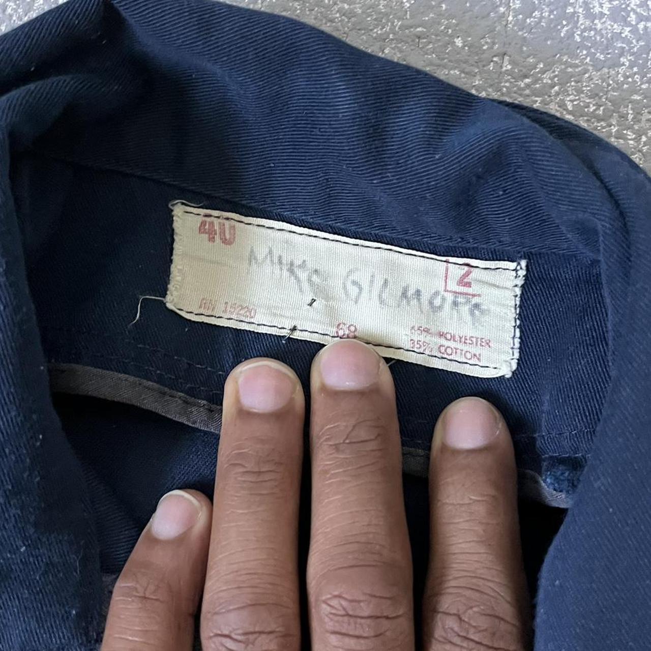 vintage goodyear navy blue work jacket - adult size... - Depop