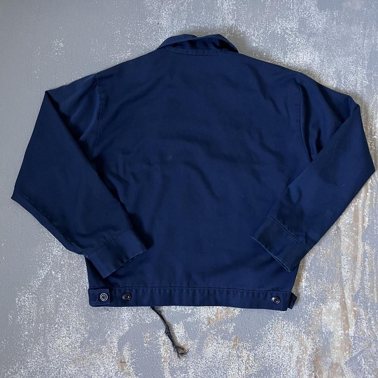 vintage goodyear navy blue work jacket - adult size... - Depop